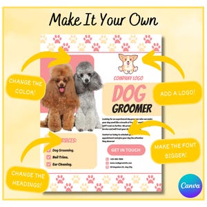 Dog Grooming Advertising Flyer: Poster for Marketing Dog Groomer ...