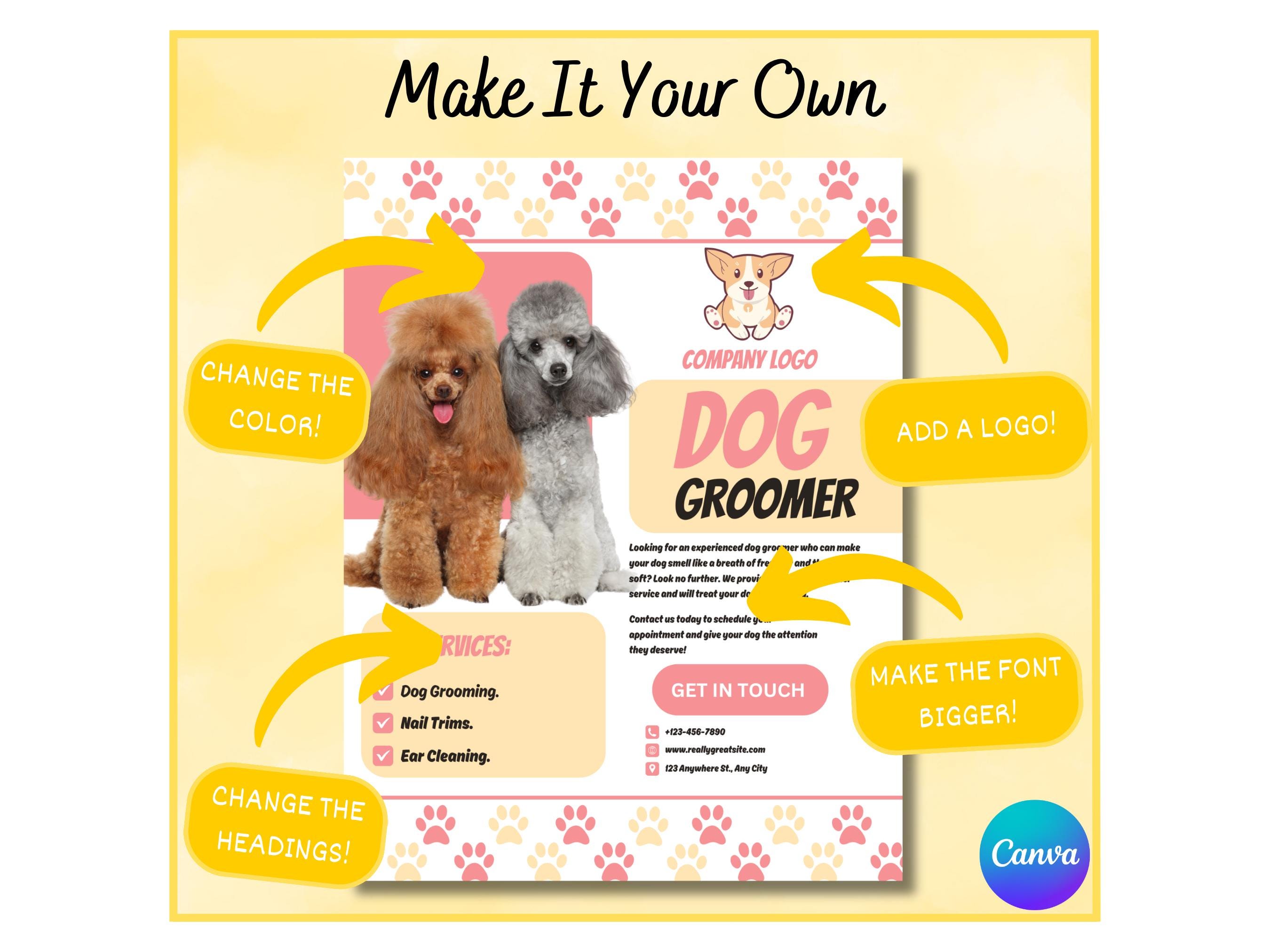 Dog Grooming Advertising Flyer: Poster for Marketing Dog Groomer ...