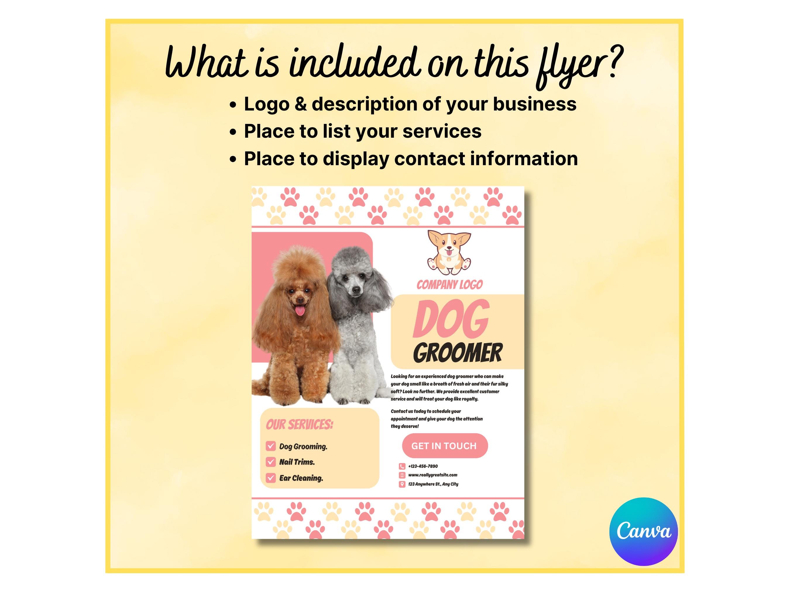 Dog Grooming Advertising Flyer: Poster for Marketing Dog Groomer ...