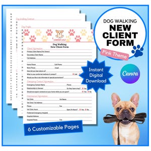 Dog Walking Contract Agreement | New Client Form | Canva Template | Dog ...
