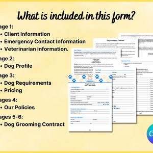 Dog Grooming New Client Form New Client Contract Consent - Etsy