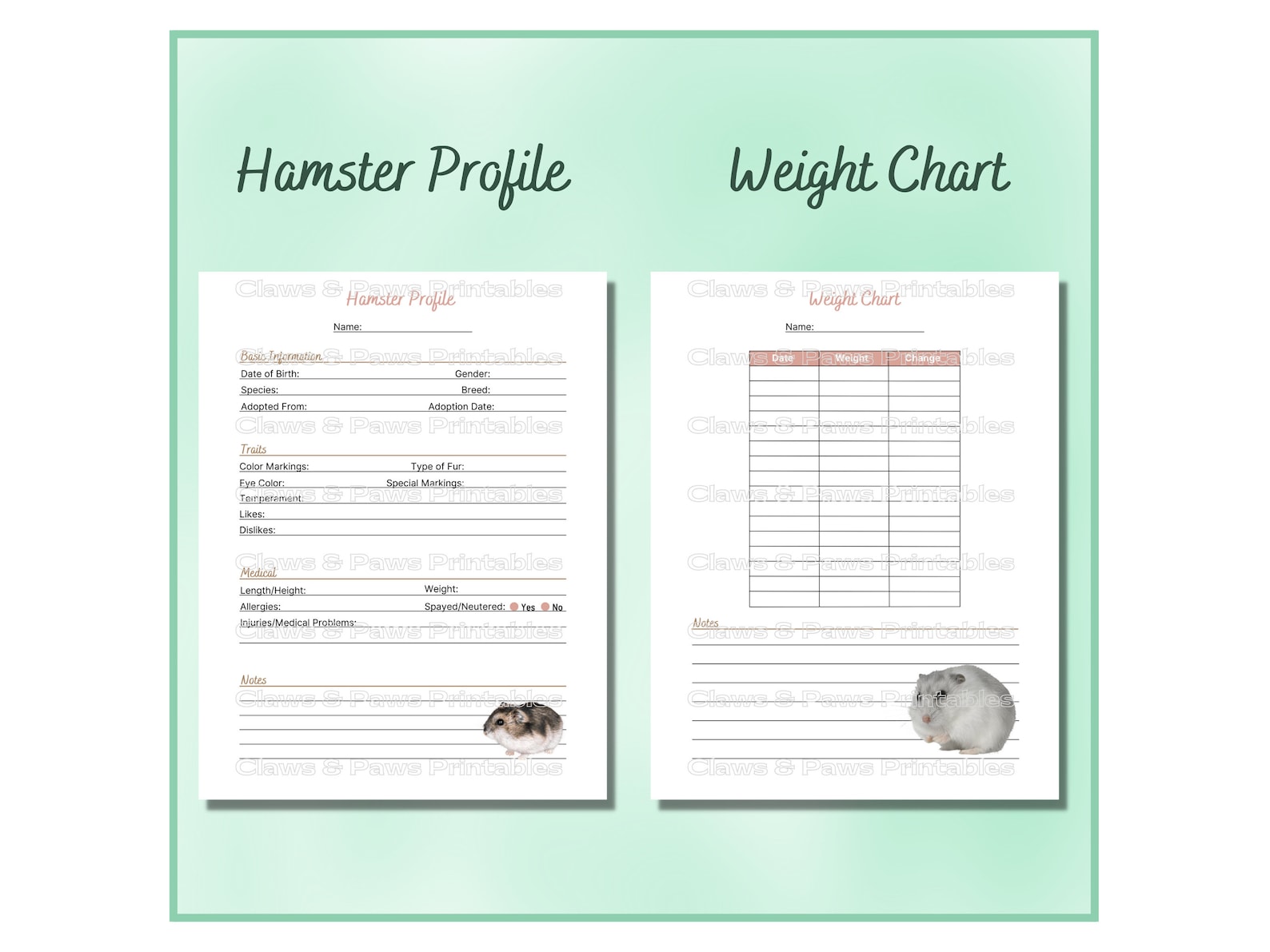 Comprehensive Hamster Care Planner - 16 Pages | Printable Hamster Guide ...