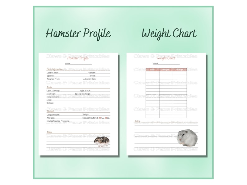 Comprehensive Hamster Care Planner - 16 Pages | Printable Hamster Guide ...