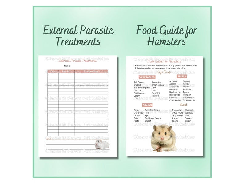 Comprehensive Hamster Care Planner - 16 Pages | Printable Hamster Guide ...