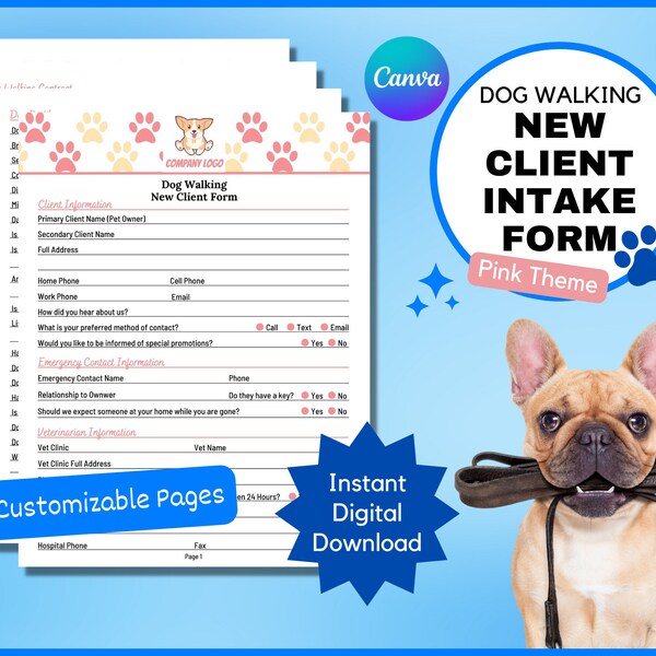 Dog Walking New Client Form - Etsy
