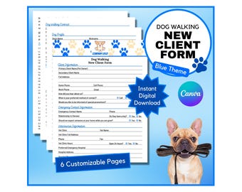Dog Walking Contract Agreement | New Client Form | Canva Template | Dog ...