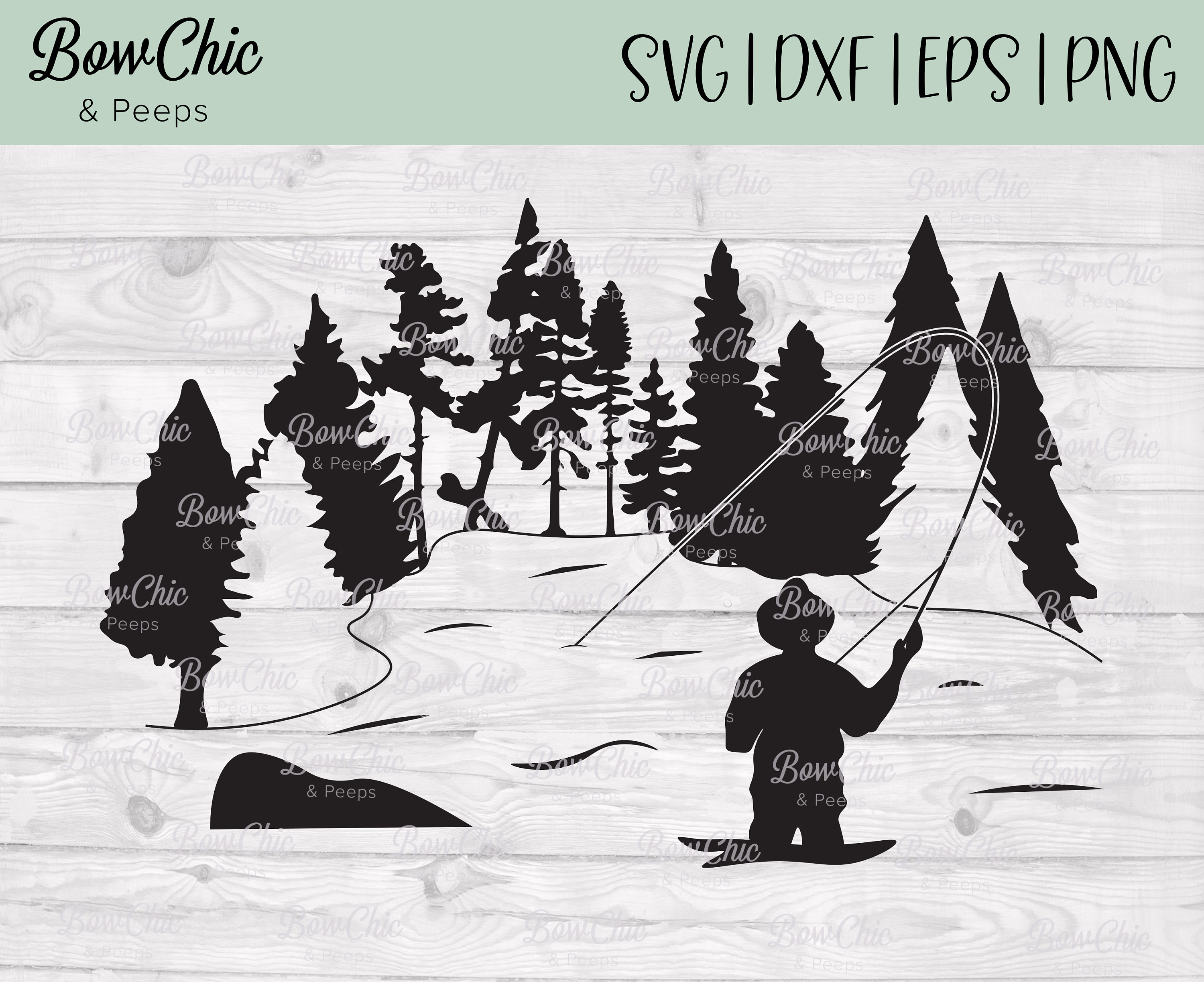 Fly Fishing SVG Fly Fisherman Svg Fly Fisherman Trees Svg - Etsy