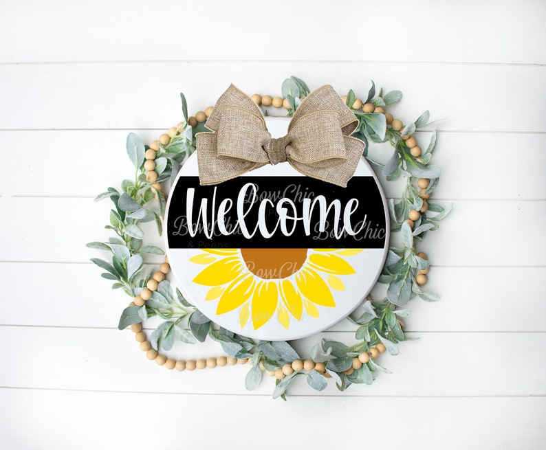 Welcome Sunflower Svg Circle Welcome Sign Svg Welcome Sign - Etsy
