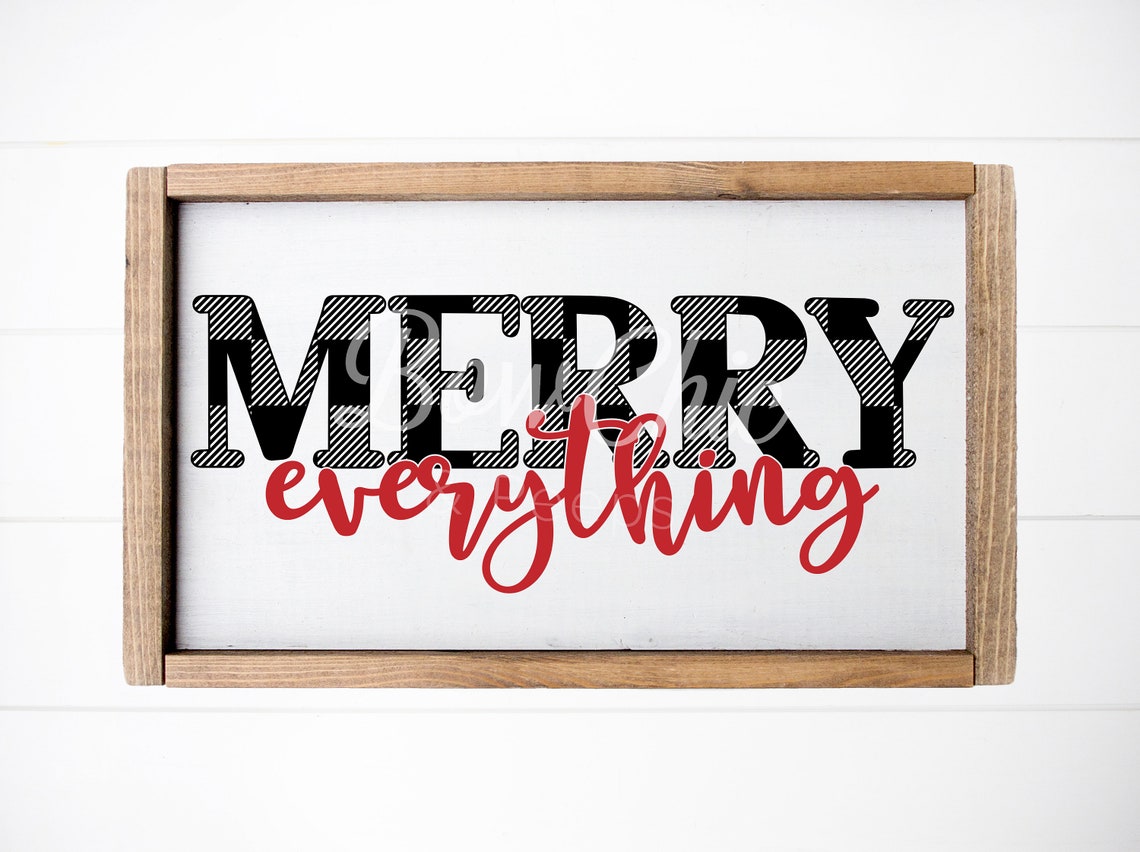 Merry Everything SVG Plaid Christmas Svg Farmhouse | Etsy