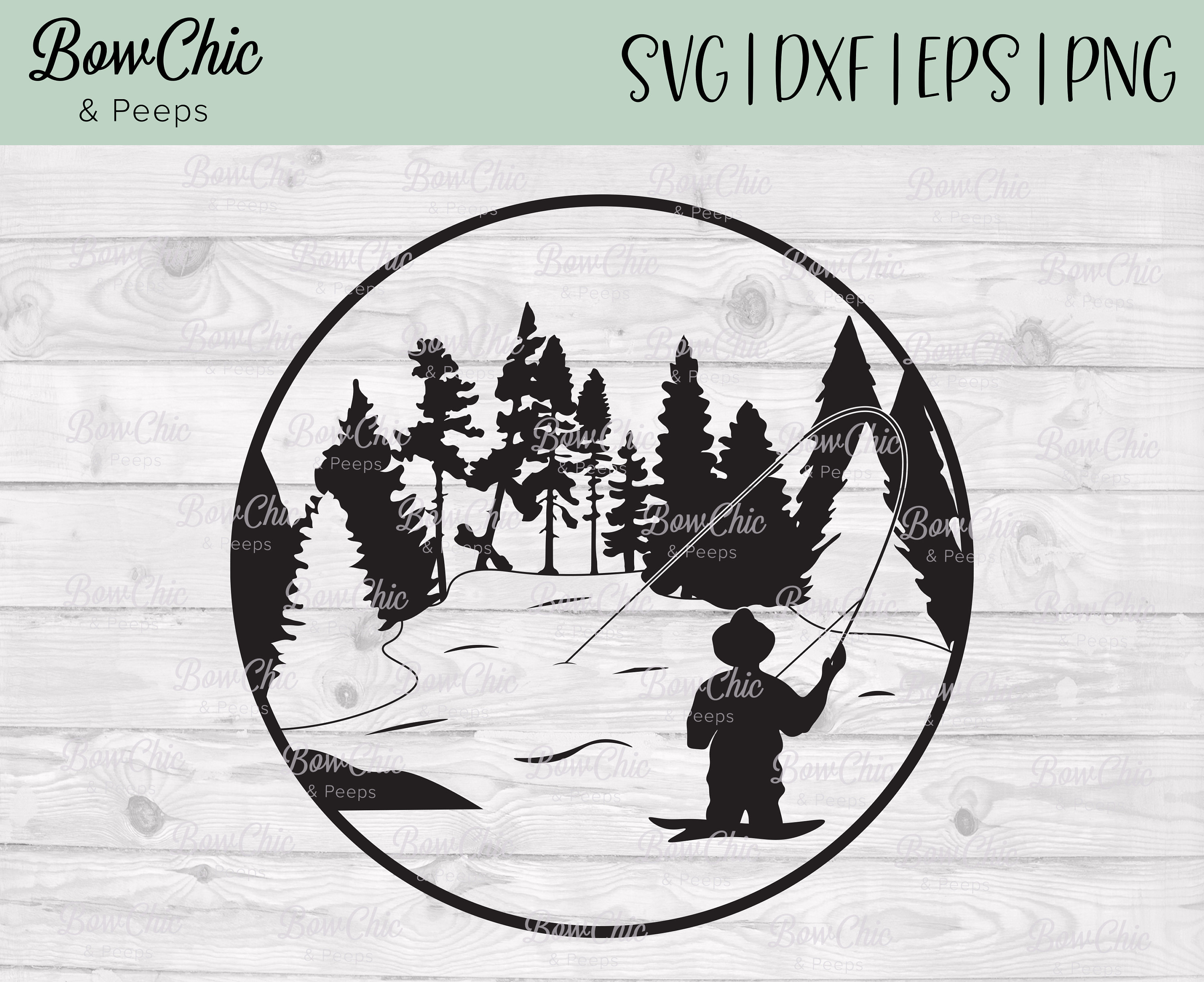 Fly Fishing SVG Fly Fisherman Svg Fly Fisherman Trees Svg - Etsy