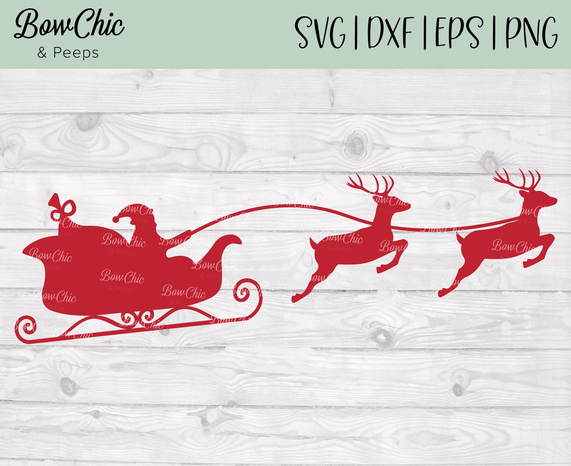 Flying Santa SVG Santa and Reindeer Svg Flying Reindeer - Etsy Canada