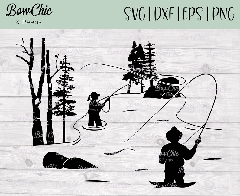 Fly Fishing SVG | Couple Fly Fishing Svg | Man and Women Fly Fishing ...