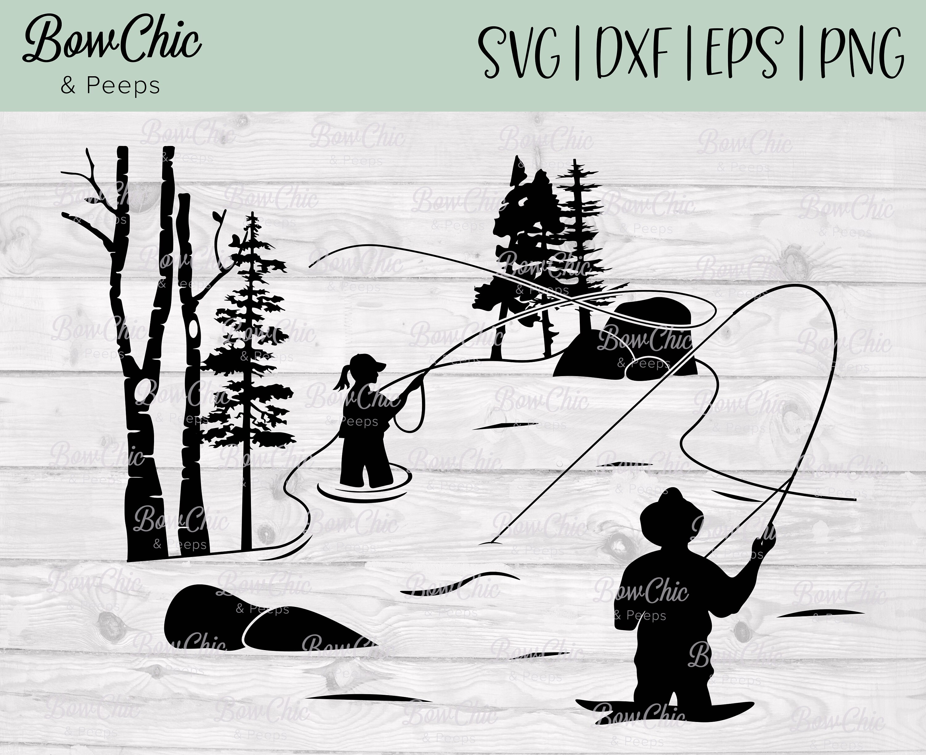 Fly Fishing SVG | Couple Fly Fishing Svg | Man and Women Fly Fishing ...