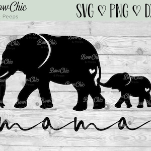 Mama Elephant Svg Mama Svg Mom and Baby Elephant Svg Elephant Svg ...