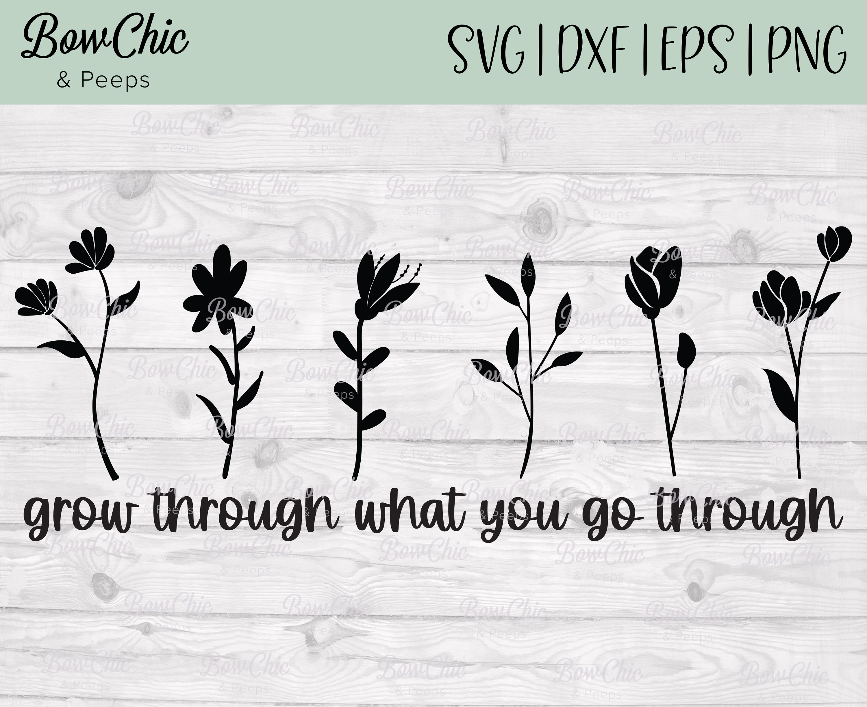Art & Collectibles Digital Plants Gardening silhouette DXF and PNG ...