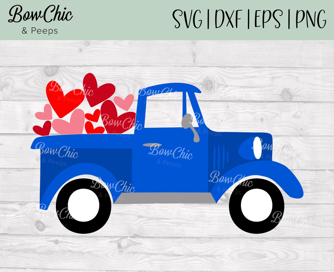 Blue Truck Valentines SVG | Little Truck SVG | Truck SVG | Valentines ...