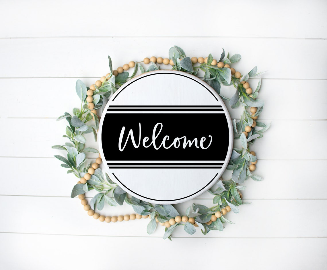 Circle Welcome Sign Svg Welcome Sign Svg Grain Stripes Svg - Etsy Ireland
