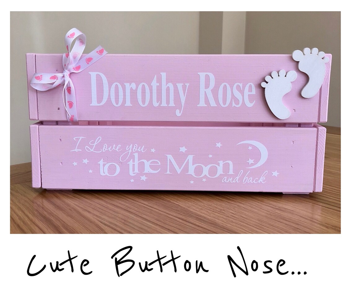 New Baby Personalised Wooden Crate - Etsy