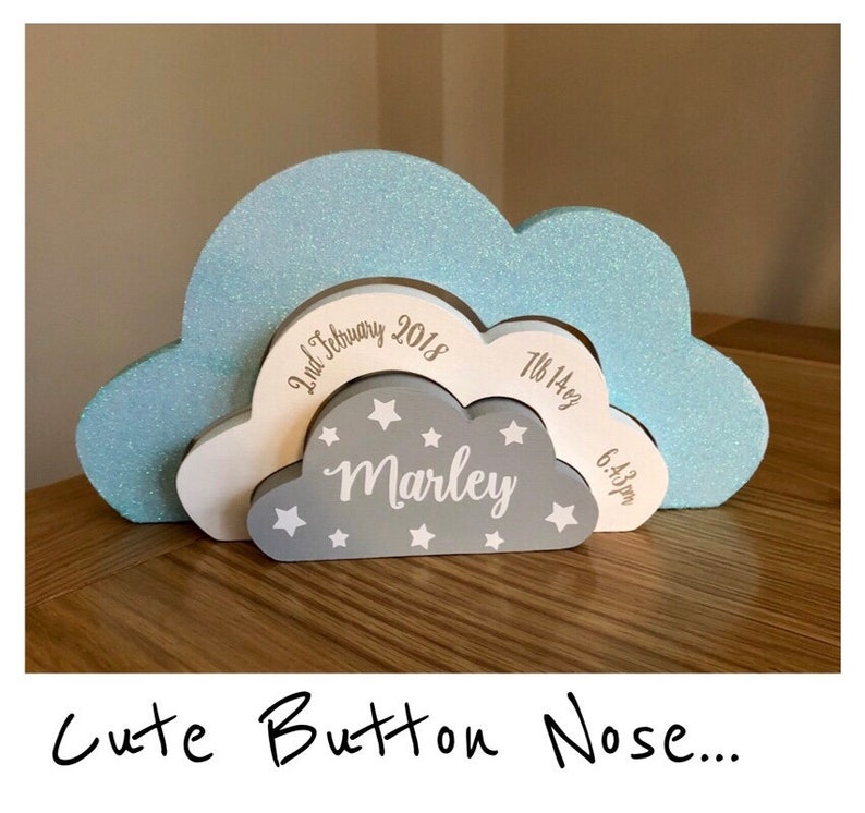 Personalised Wooden Glitter Stacking Clouds - Etsy