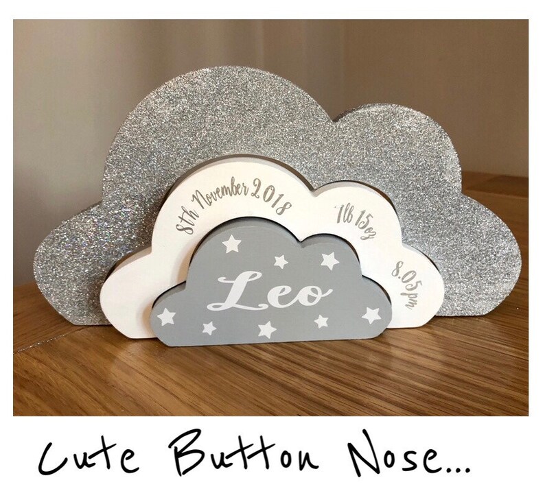 Personalised Wooden Glitter Stacking Clouds - Etsy