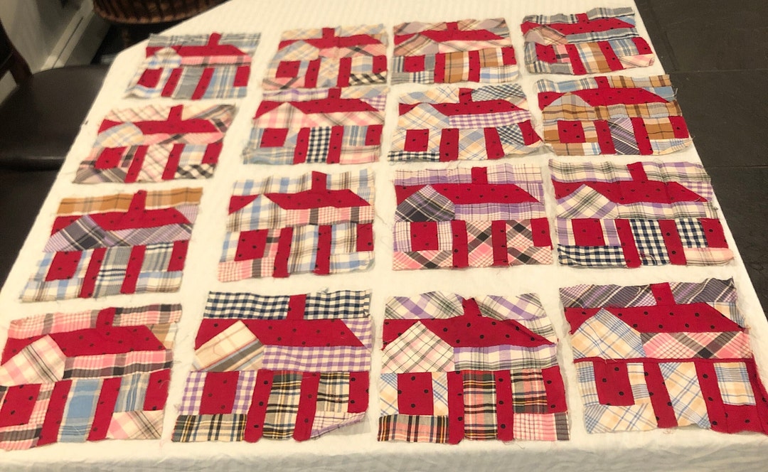 Early 20th Century Hand Pieced School House Quilt Blocks - Etsy