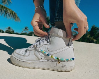 Original Custom Name Shoe Charm Beaded Shoe Chain Rainbow Beaded Shoe ...