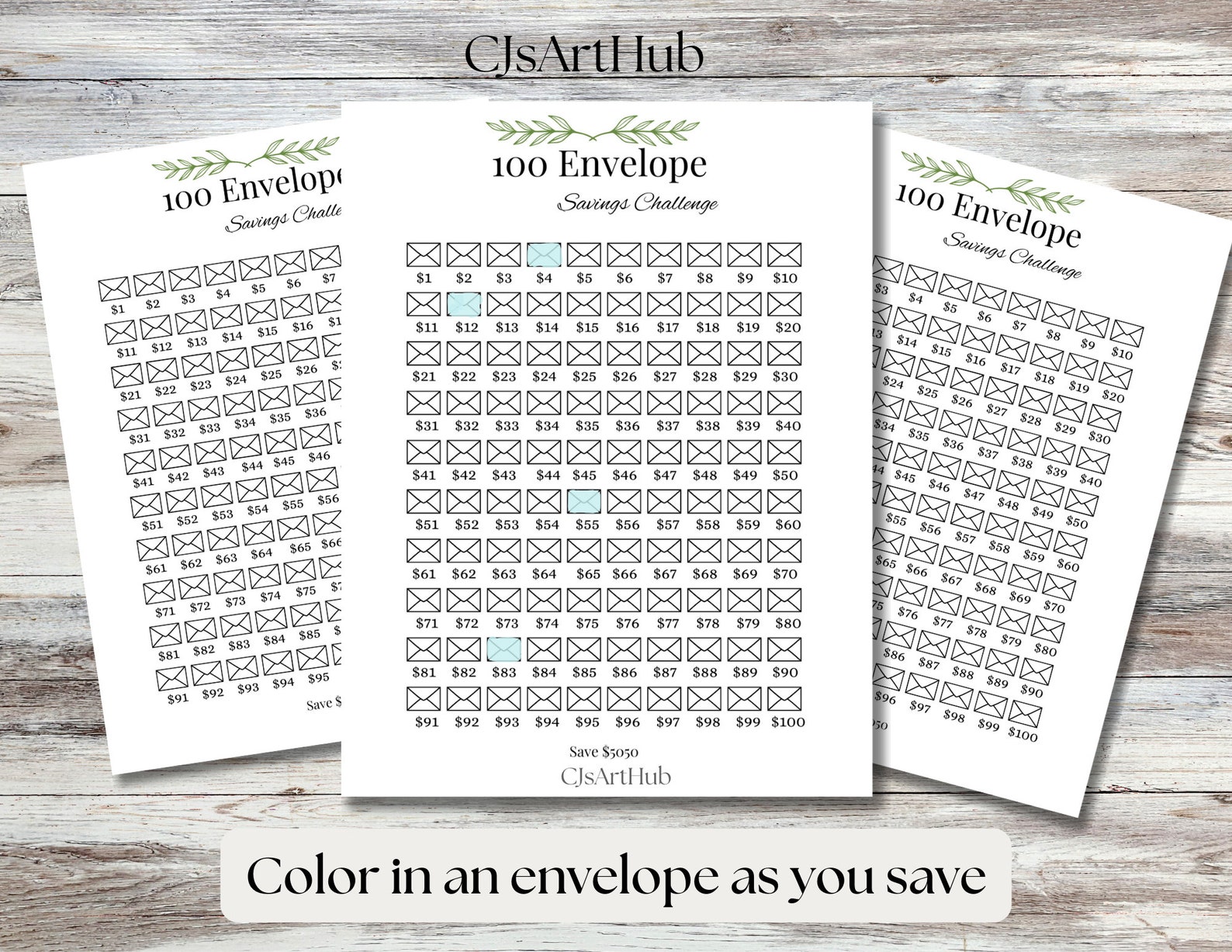 100 Envelope Savings Challenge Printable A4, Letter, A5, A6, Money ...