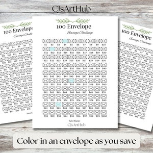 100 Envelope Savings Challenge Printable A4, Letter, A5, A6, Money ...