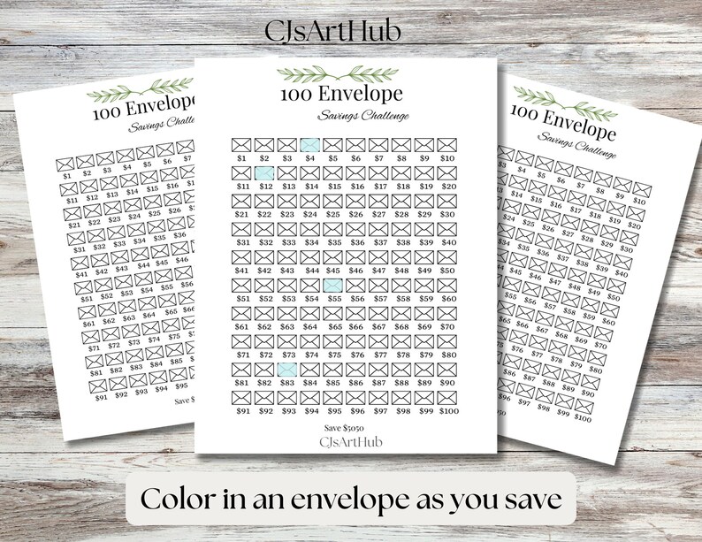100 Envelope Savings Challenge Printable A4, Letter, A5, A6, Money ...