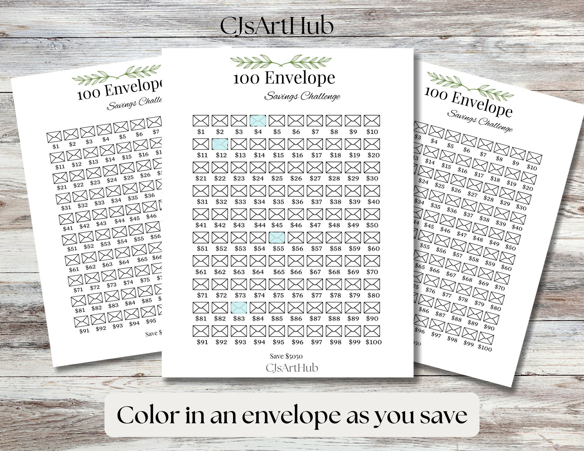 100 Envelope Savings Challenge Printable A4, Letter, A5, A6, Money ...