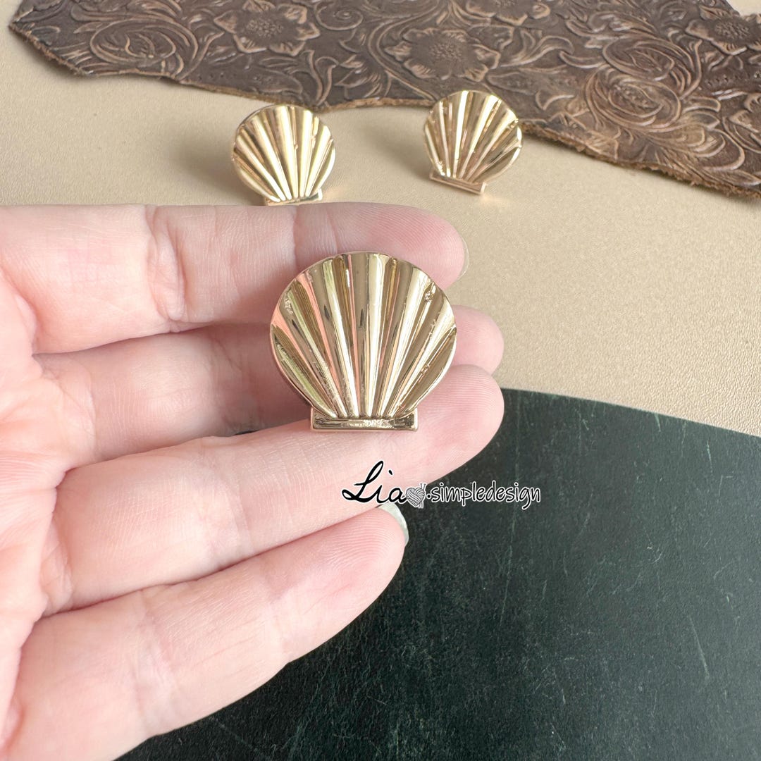 PACK of 10 Light Gold Shell Metal Rivets Studs, Leather Studs, Leather ...