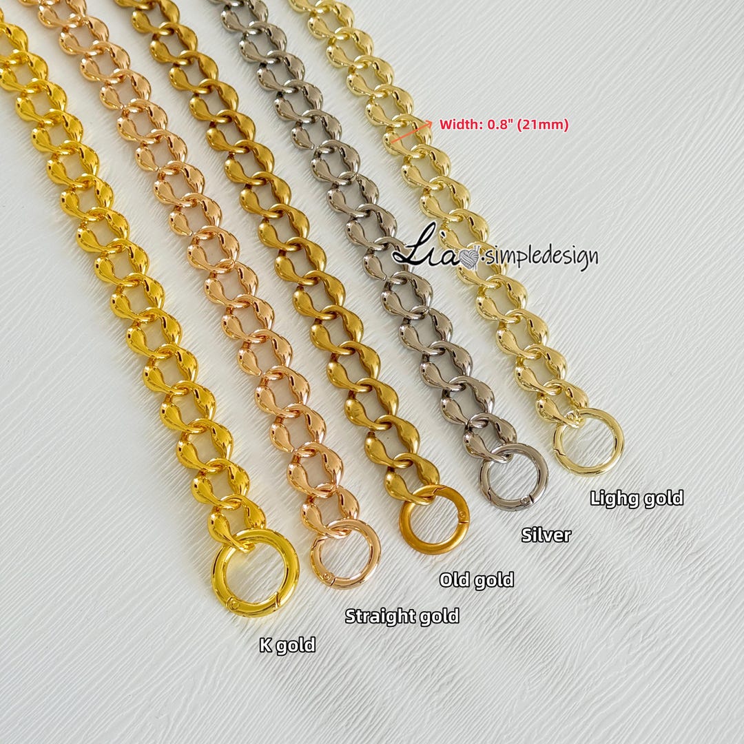 5 Color, 21mm High Quality Purse Chain, Metal Shoulder Handbag Strap ...
