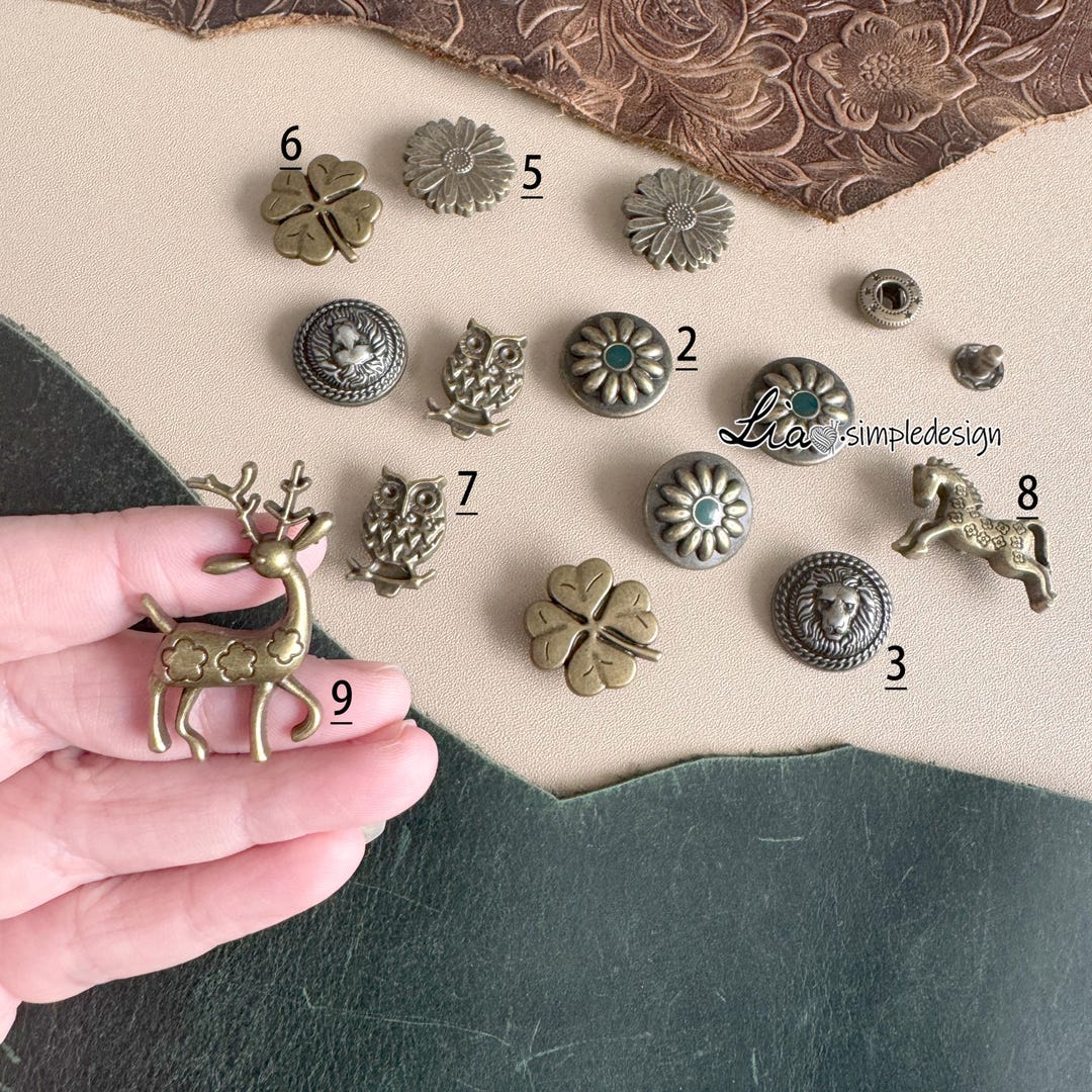 PACK of 5 Antique Bronze Purse Rivets Studs, Leather Craft Decorative ...