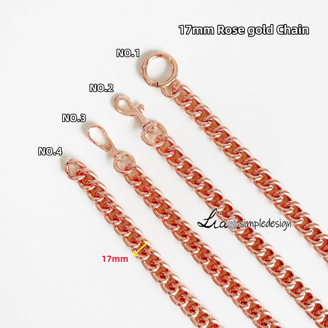 17mm Rose Gold High Quality Purse Chain, Metal Shoulder Handbag Strap ...