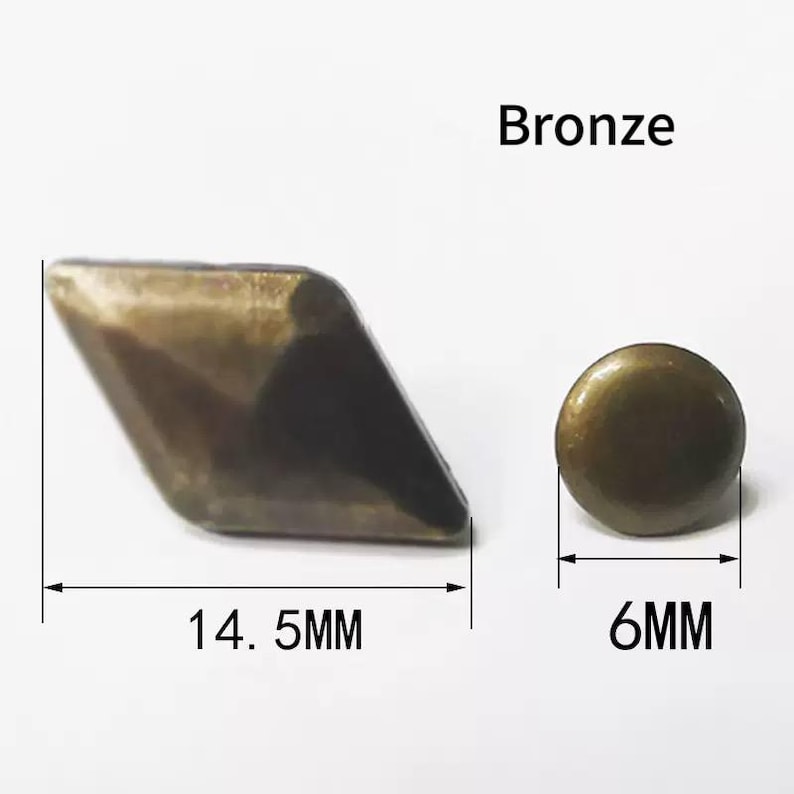 3 Color, PACK of 10 Metal Diamond Rivets Studs, Leather Studs, Leather ...