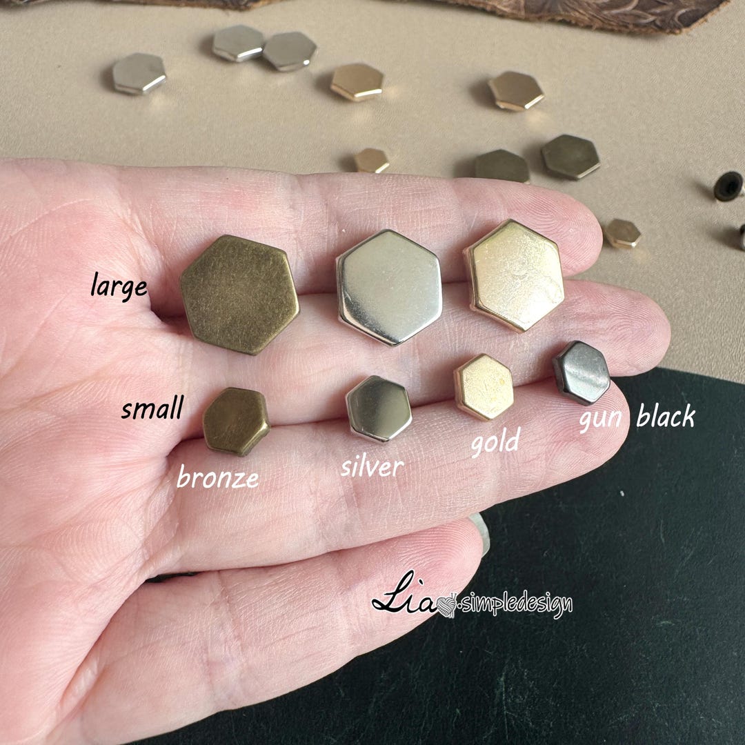 PACK of 10 Metal Brass Hexagon Rivets Studs, Leather Studs, Leather ...