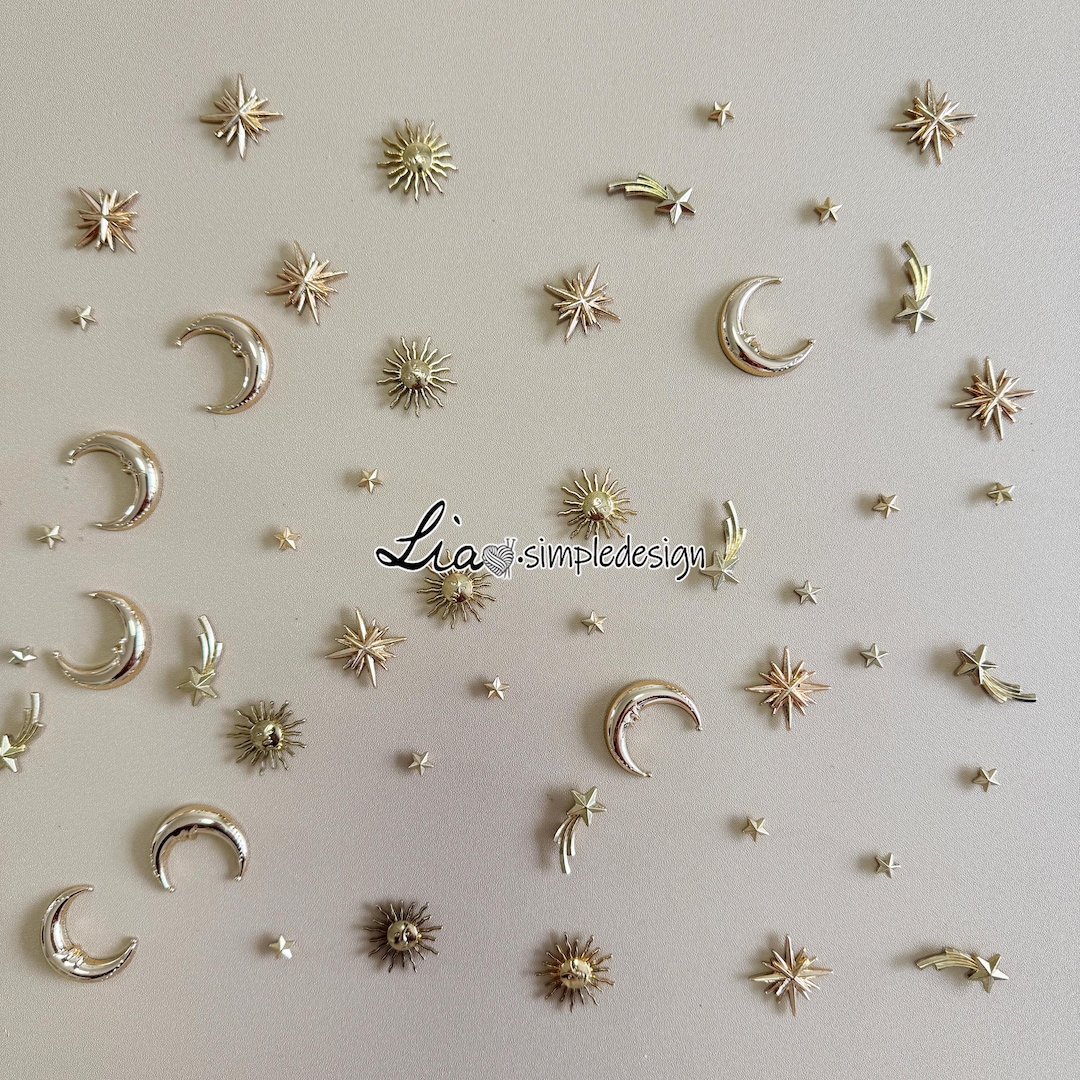 PACK of 5 Metal Gold Stars Rivets Studs, Leather Studs, Leather Craft ...