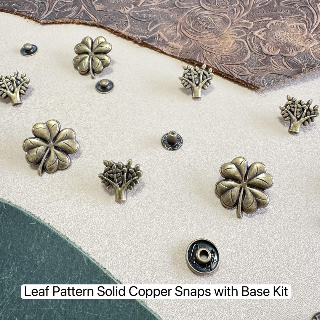 PACK of 5,adorable Leaf Solid Copper Snap Fasteners Kit With Metal Base ...