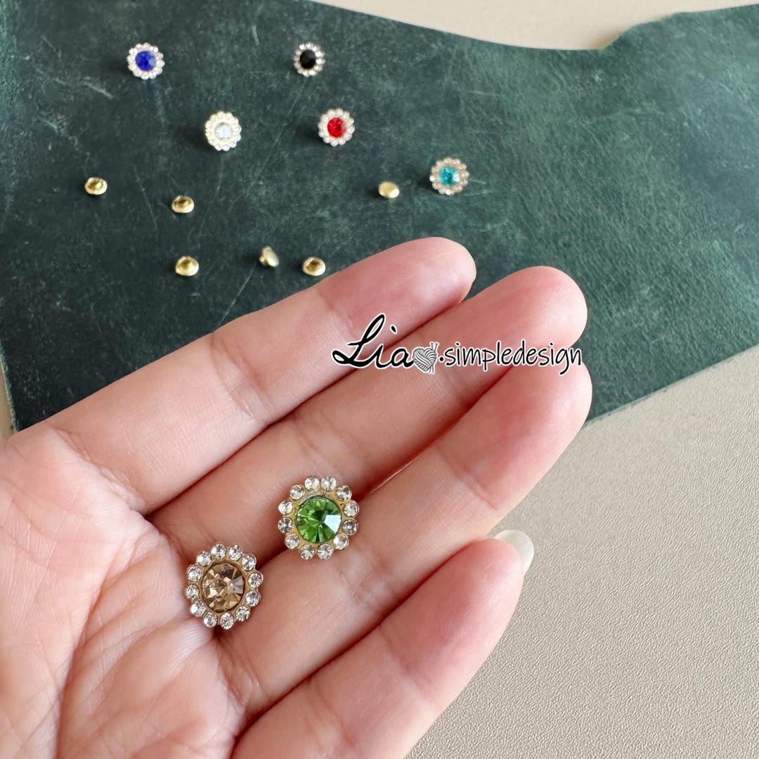 PACK of 20 Rhinestone Round Flower Rivets Studs, Leather Studs, Leather ...