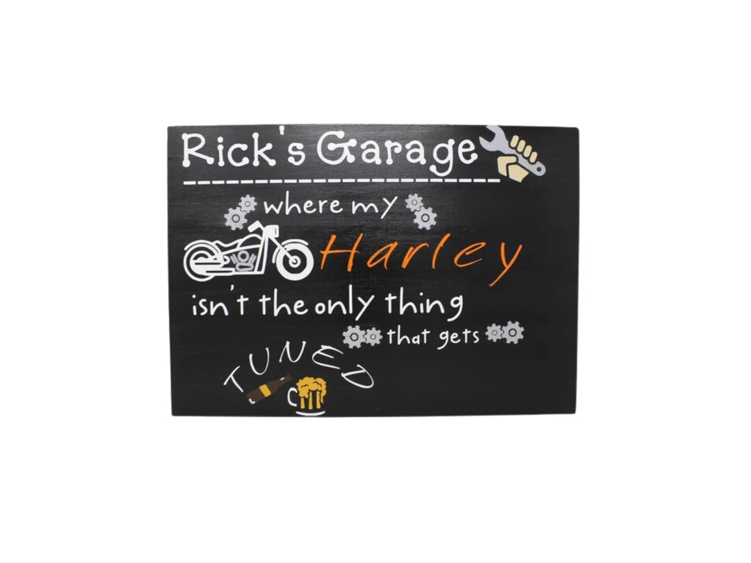 Personalized Name Garage Sign, Custom Harley Rider Wooden Signs, Harley ...