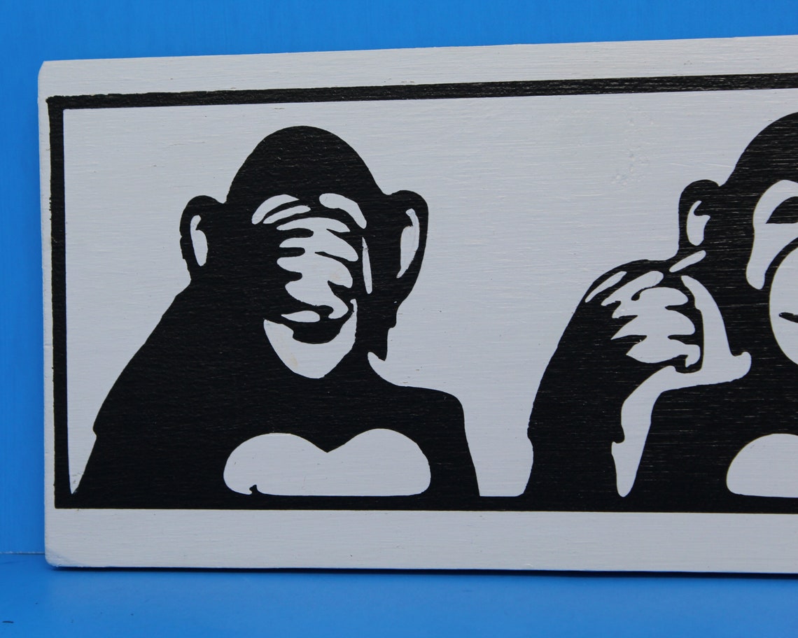 Monkeys See No Evil Hear No Evil Speak No Evil Sign Hand | Etsy