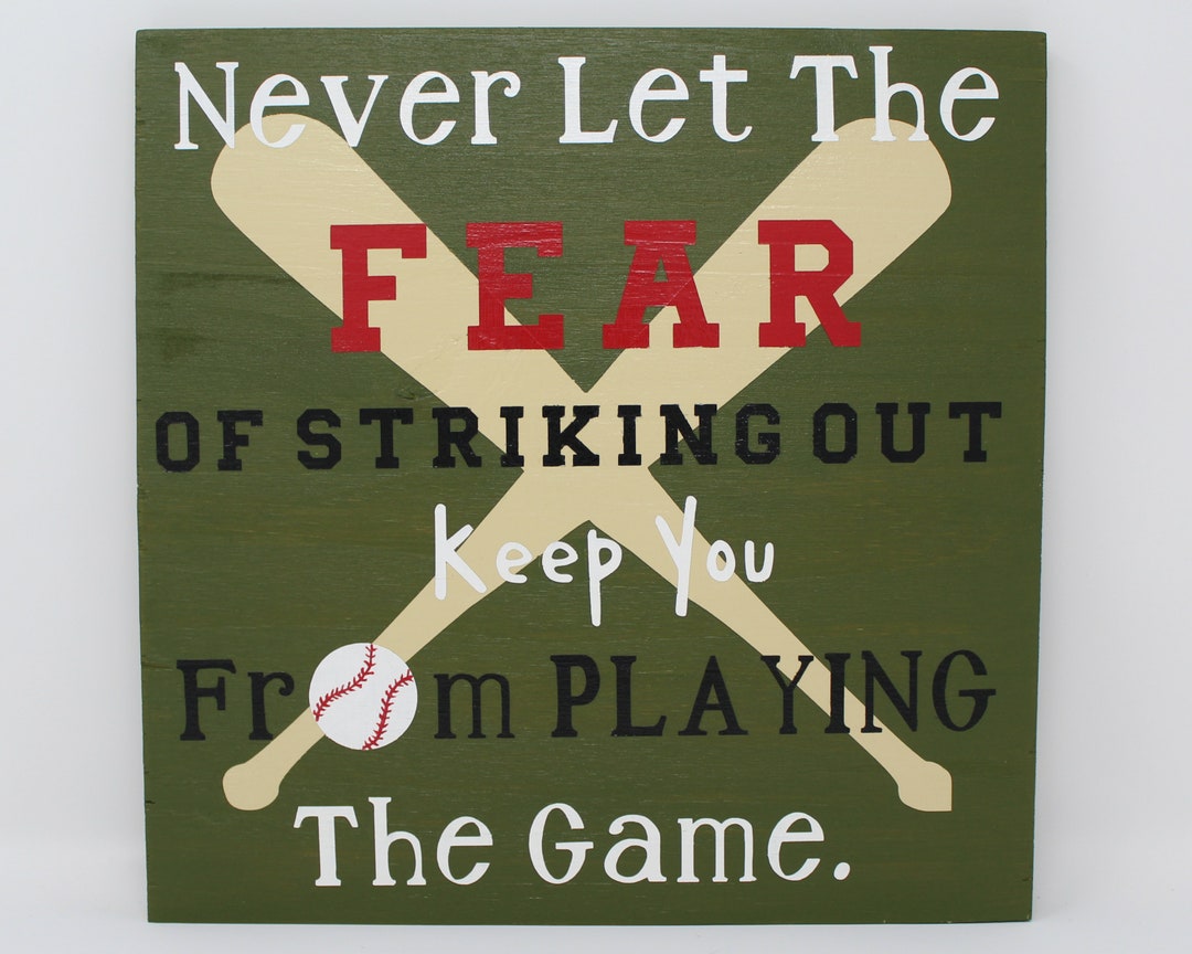 Motivational Baseball Quote Wood Sign Inspiring Saying Decor, Bats Ball ...