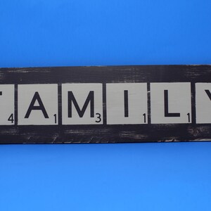 Family Scrabble Letters Sign, Distressed Wooden Scrabble Game Signs ...
