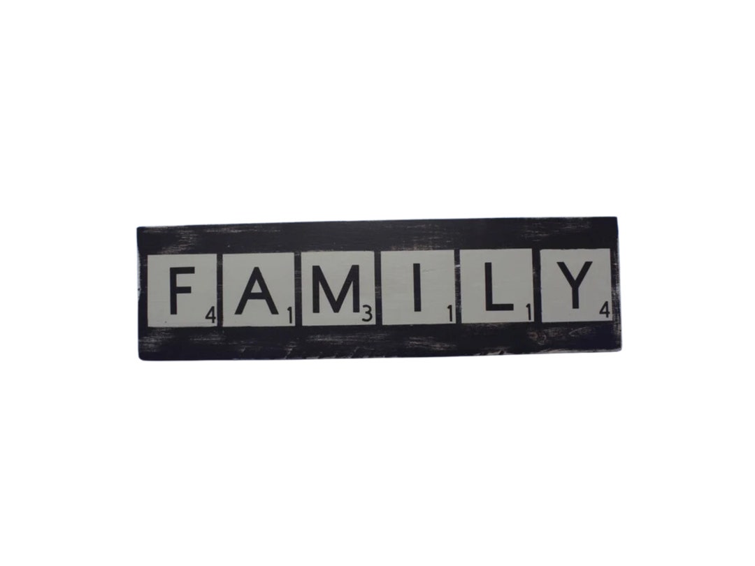 Family Scrabble Letters Sign, Distressed Wooden Scrabble Game Signs ...