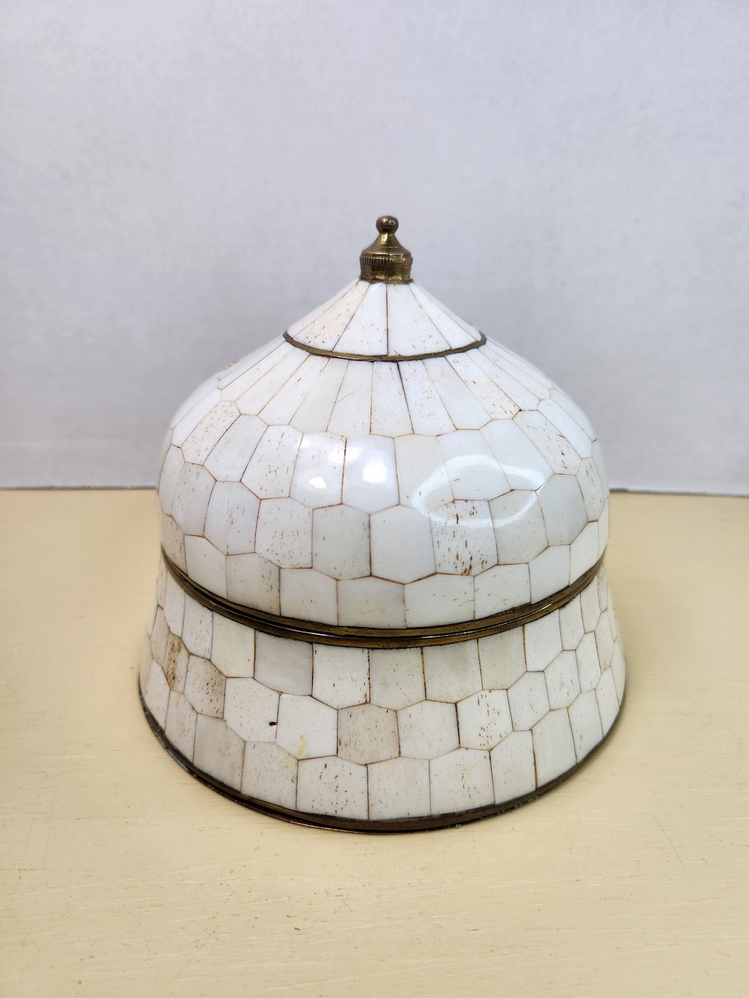 Vintage Bone Inlaid in Brass Jewelry/decorative Box - Etsy