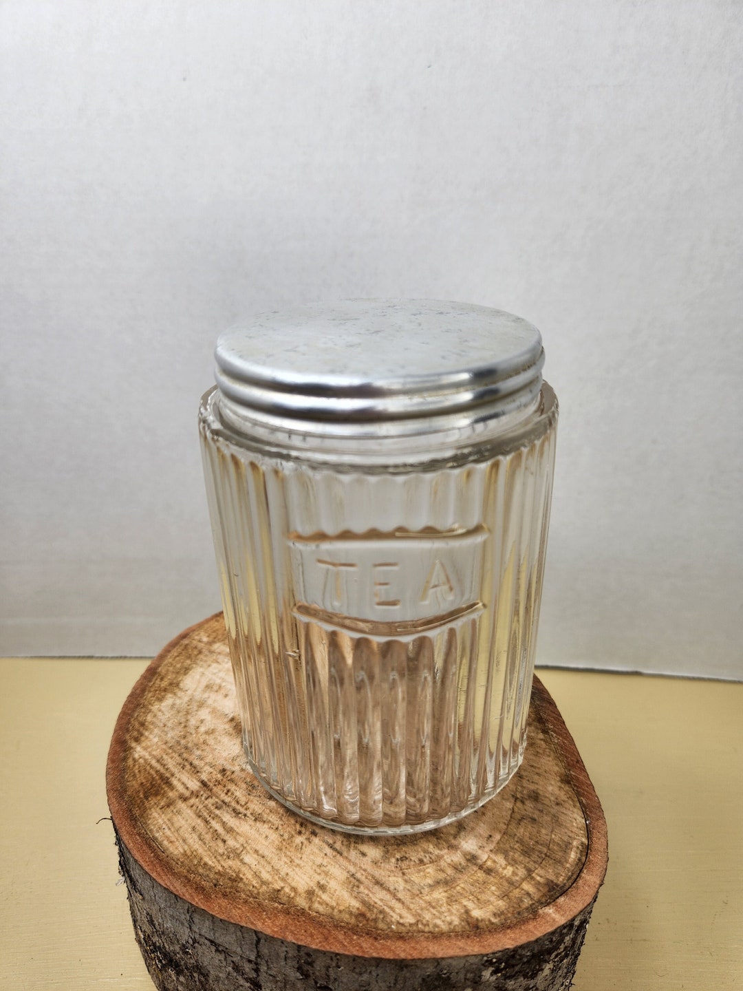 Vintage Clear Ribbed Glass Hoosier Tea Canister - Etsy