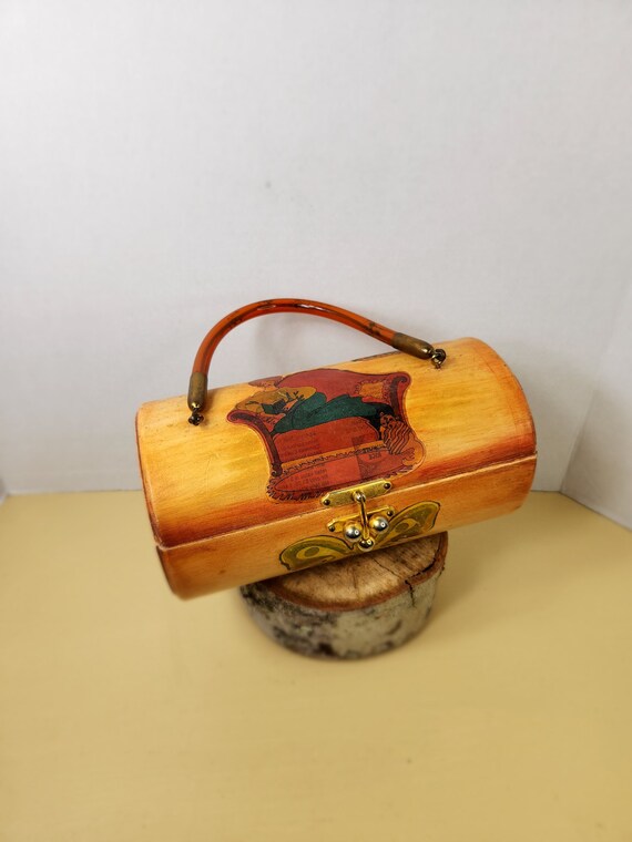 vintage purse decoupage wooden - Gem
