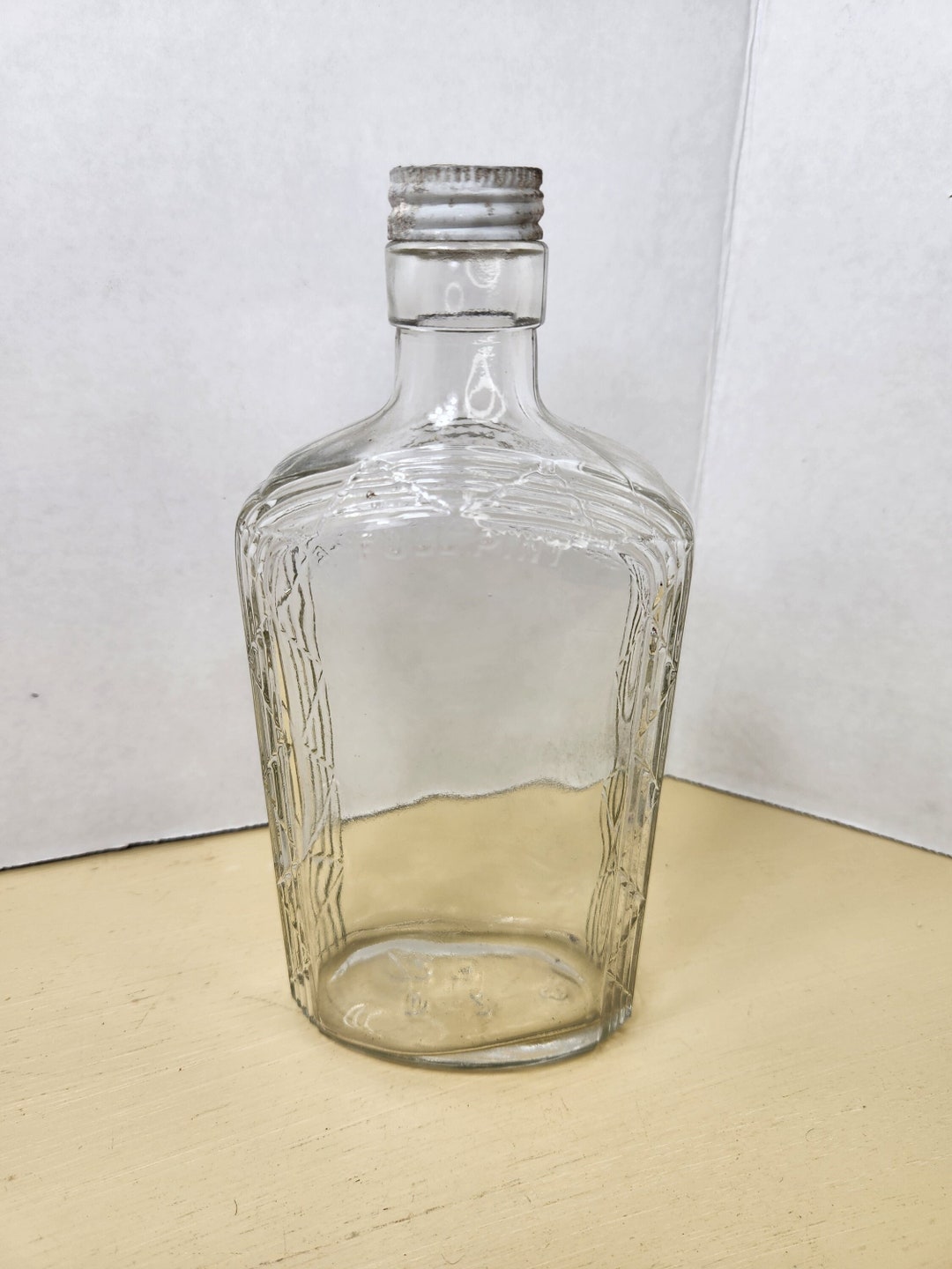 Vintage Clear Embossed Bottle National Distillers Cap With Obear-nester ...