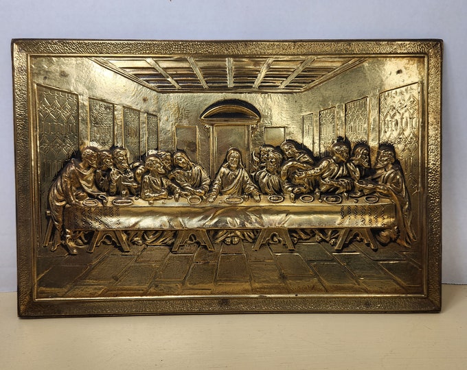 Vintage the Last Supper Wall Art, Brass High Relief, Wood Back, Davinci ...