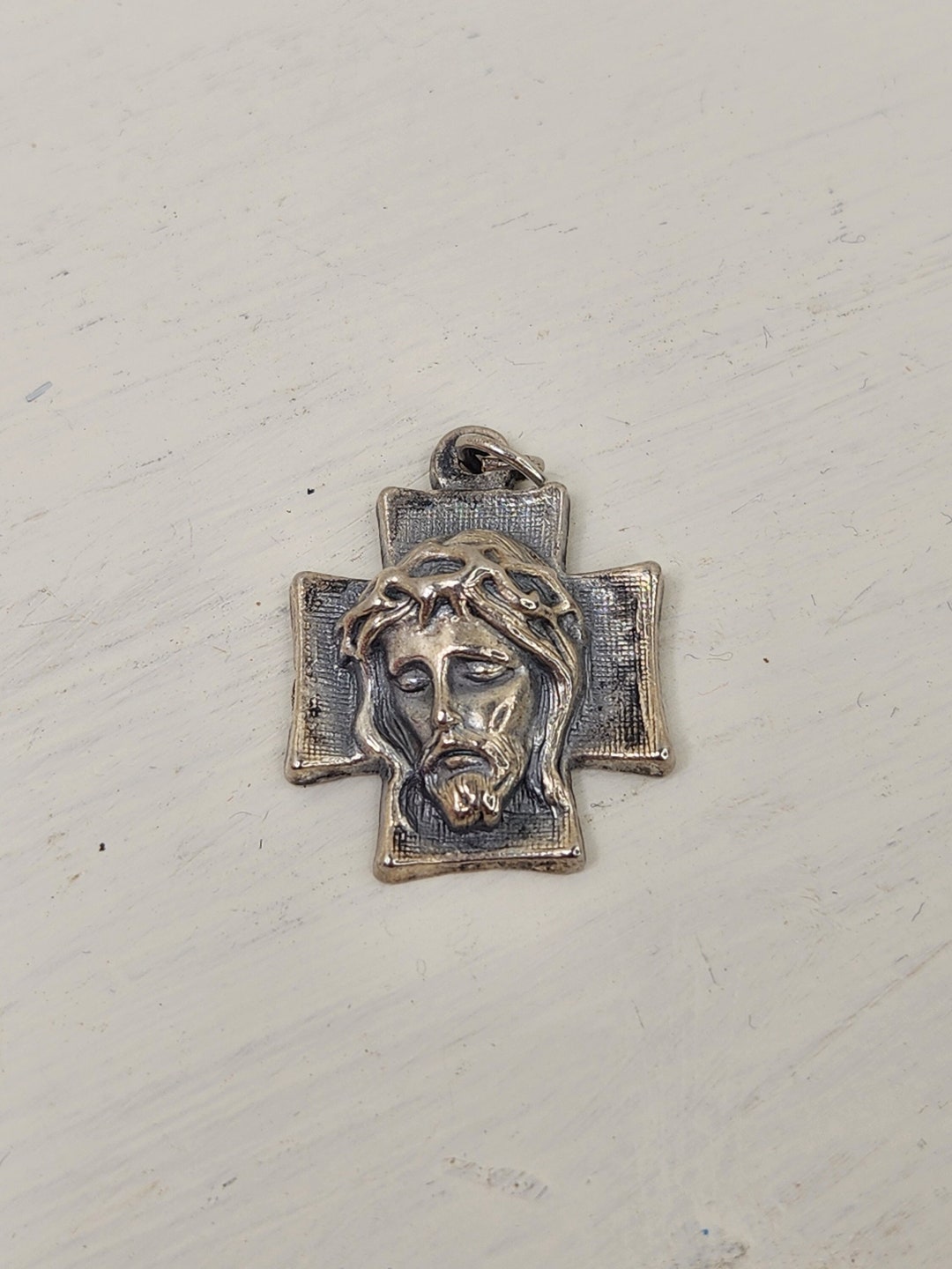 Vintage Italy Jesus Head Cross Medal Pendant - Etsy